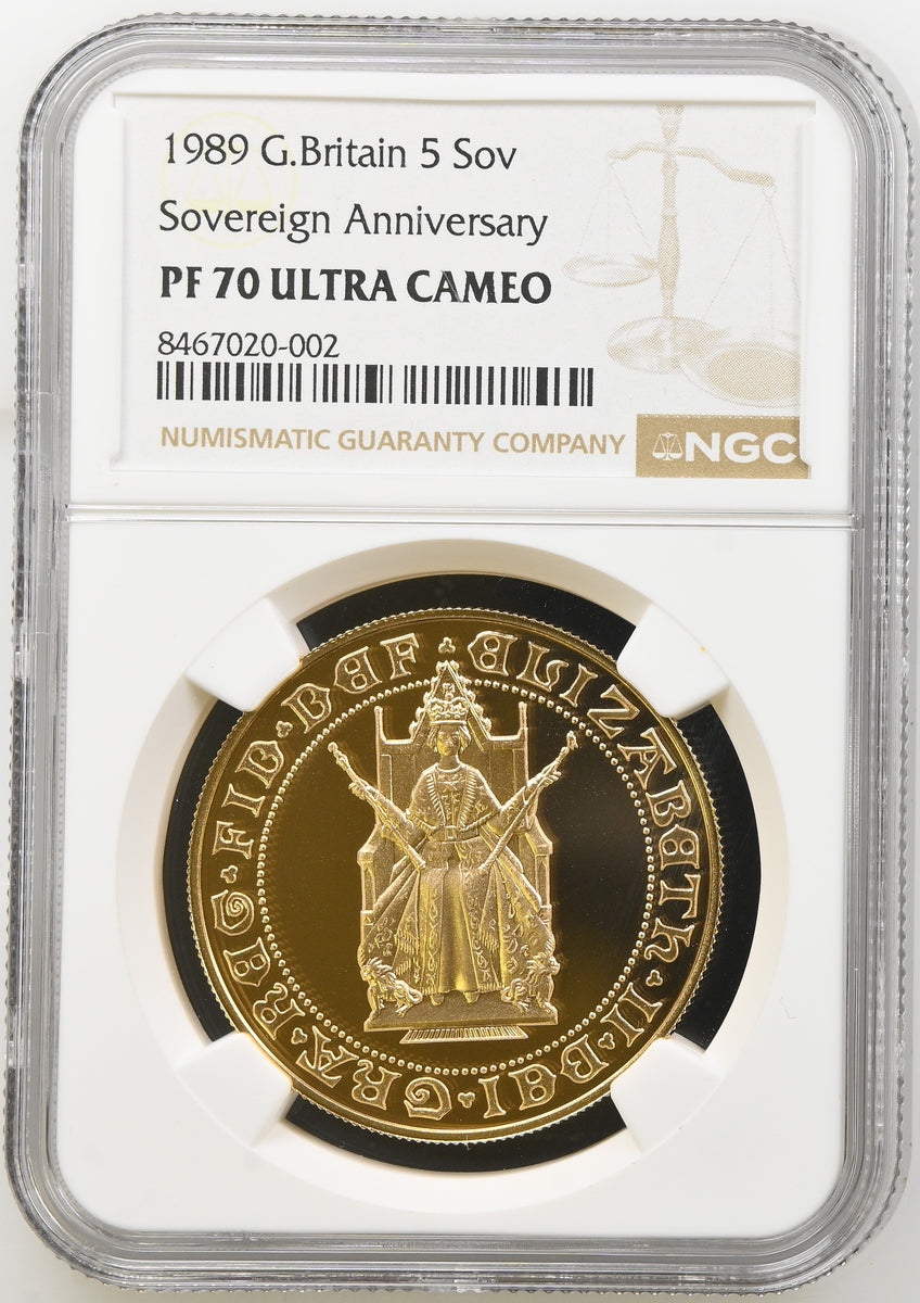 Elizabeth II, '500th Anniversary of the Sovereign' Gold Proof Five Pou ...